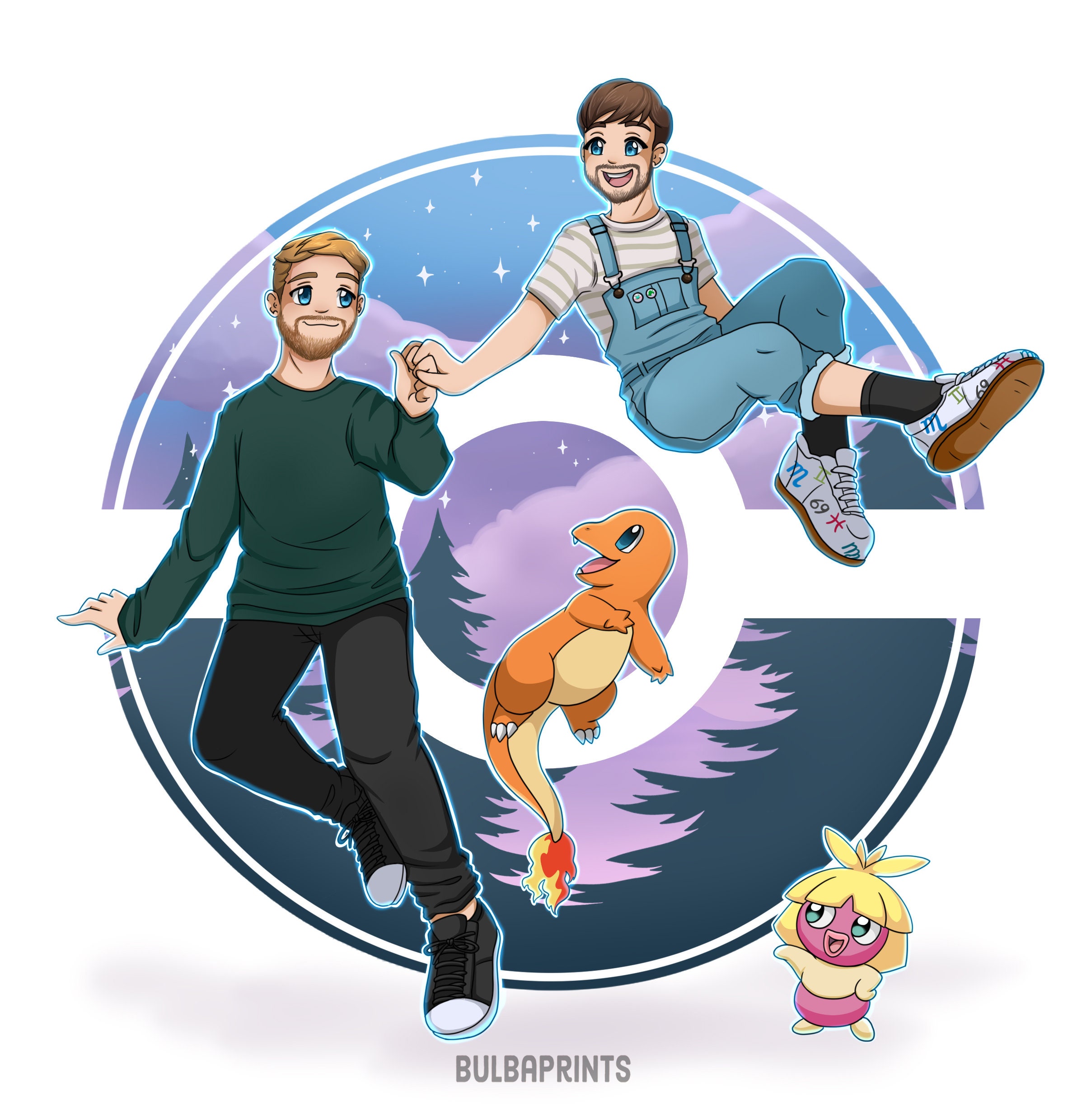 Custom Pokemon Trainer & Pokemon/pet Portrait Digital Print - Etsy