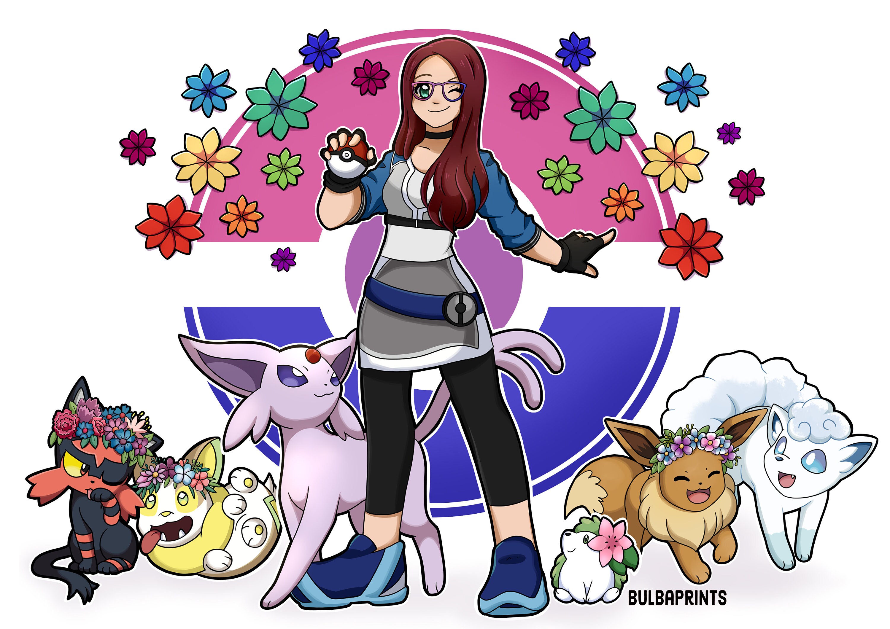 Custom Pokemon Trainer & Pokemon/pet Portrait Digital Print - Etsy UK