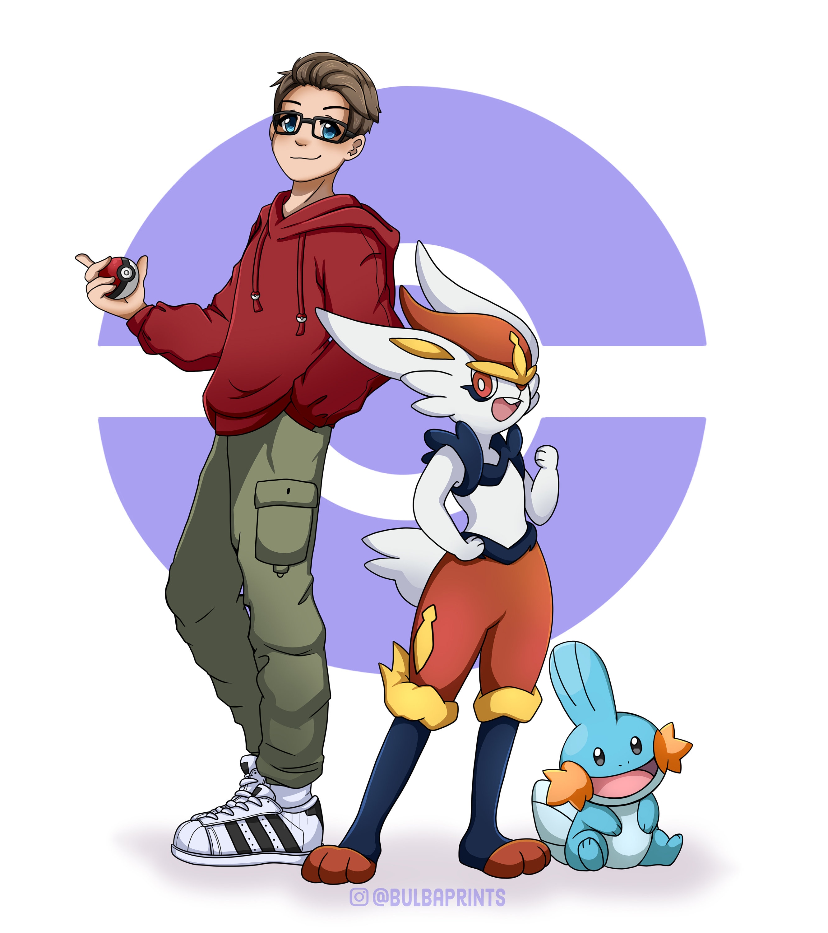 Custom Pokemon Trainer & Pokemon/pet Portrait Digital Print - Etsy