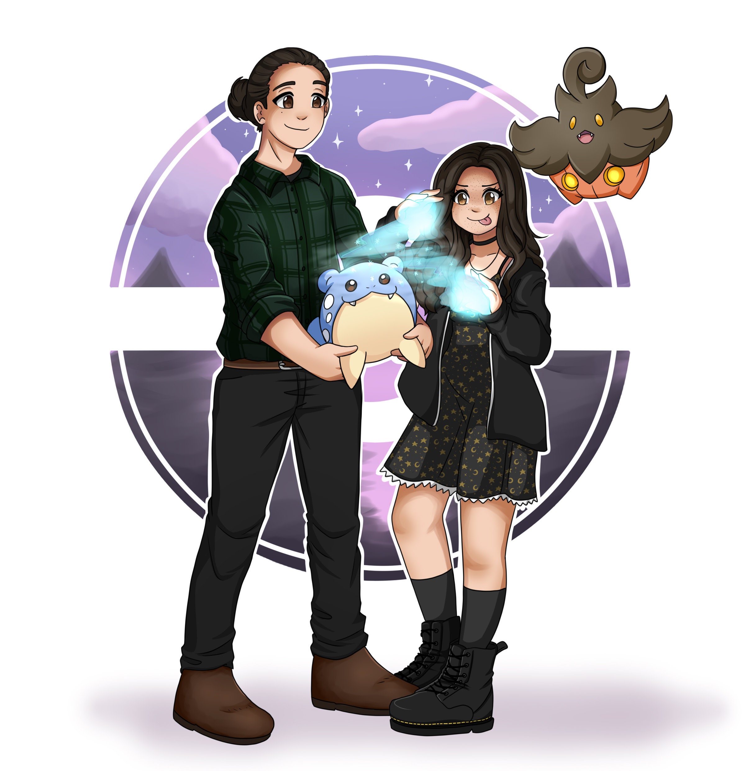 Custom Pokemon Trainer & Pokemon/pet Portrait Digital Print - Etsy