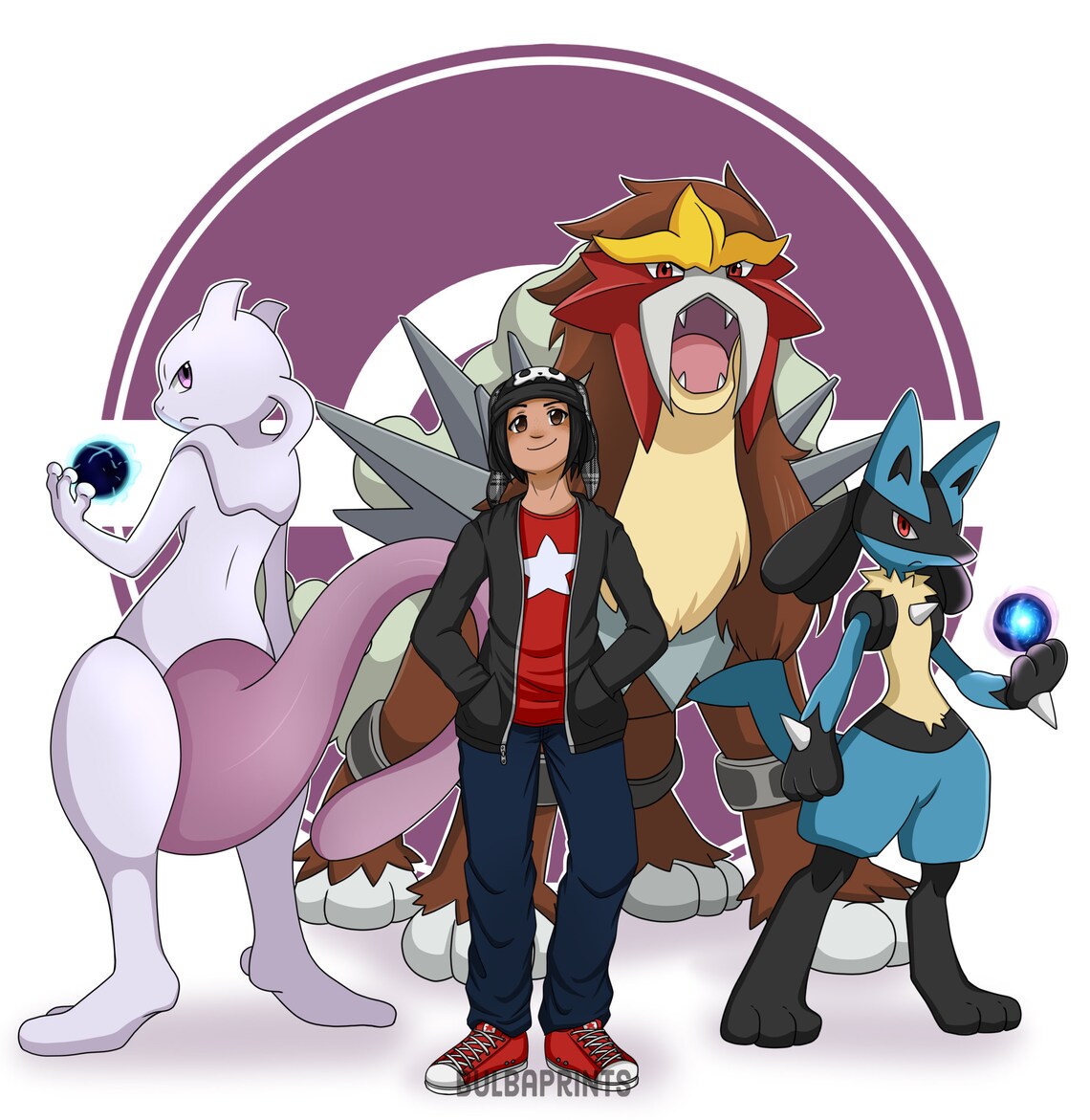 Custom Pokemon Trainer & Pokemon/pet Portrait Digital Print - Etsy