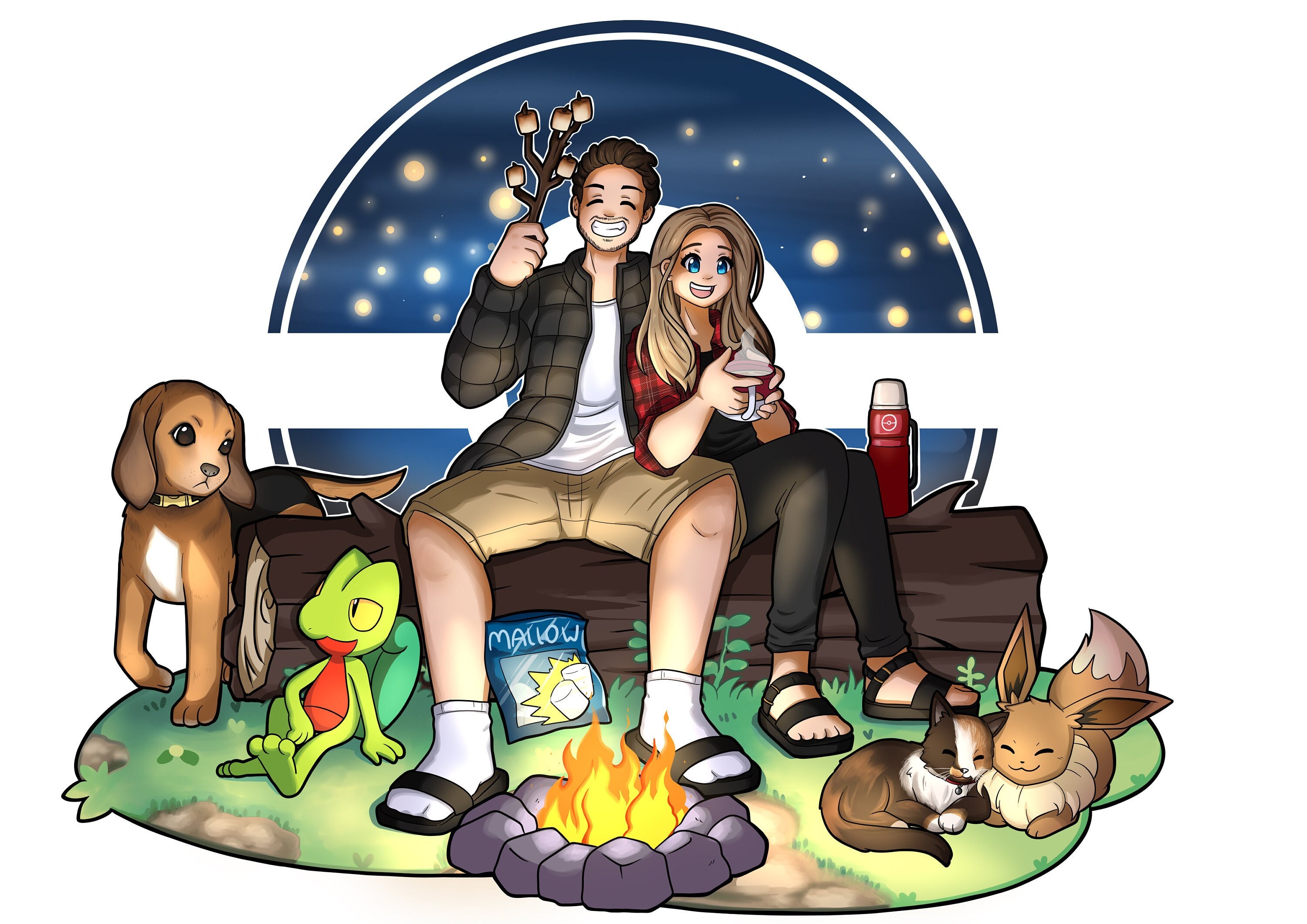 Custom Pokemon Trainer & Pokemon/pet Portrait Digital Print - Etsy