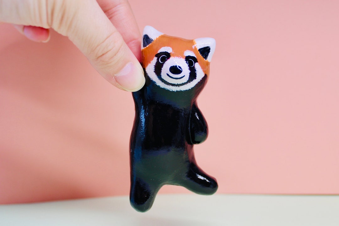 Red Panda Figurine Yoga Pose Clay Figurine Handmade Desk Buddy Best ...