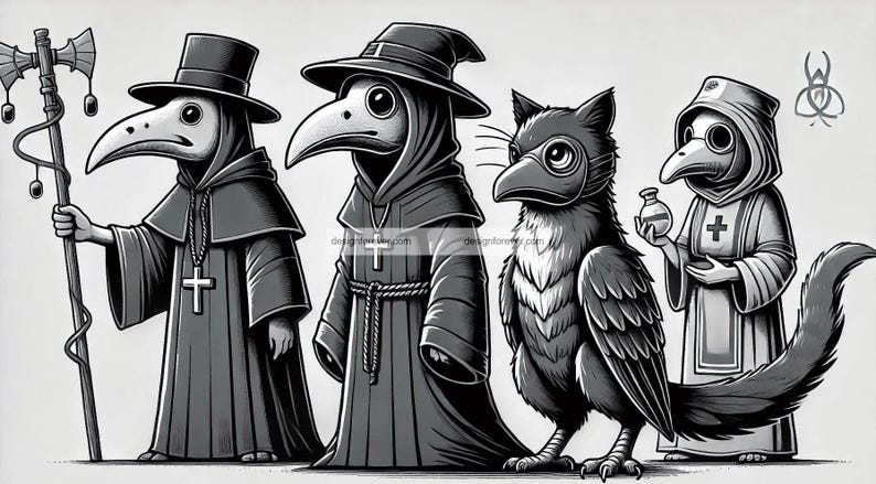 10 Pack - Medieval Plague Doctor Art | Anthropomorphic Illustrations ...