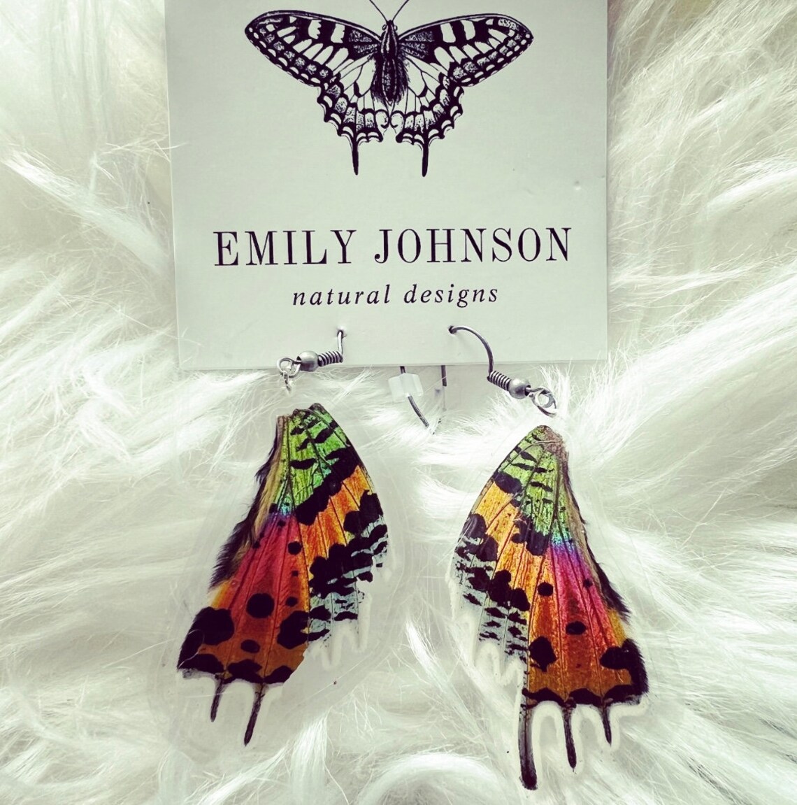 Real Madagascar Sunset Moth Wing Earrings - Etsy