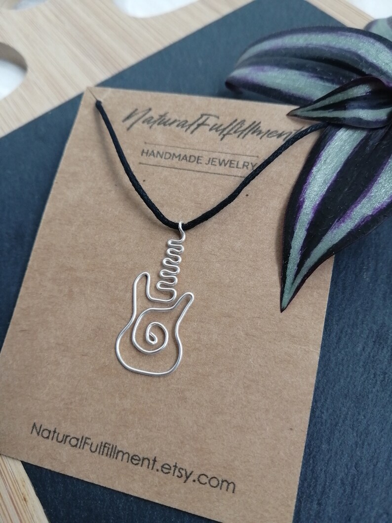 Wire Wrapped Guitar Electric Guitar Necklace Silver Guitar - Etsy