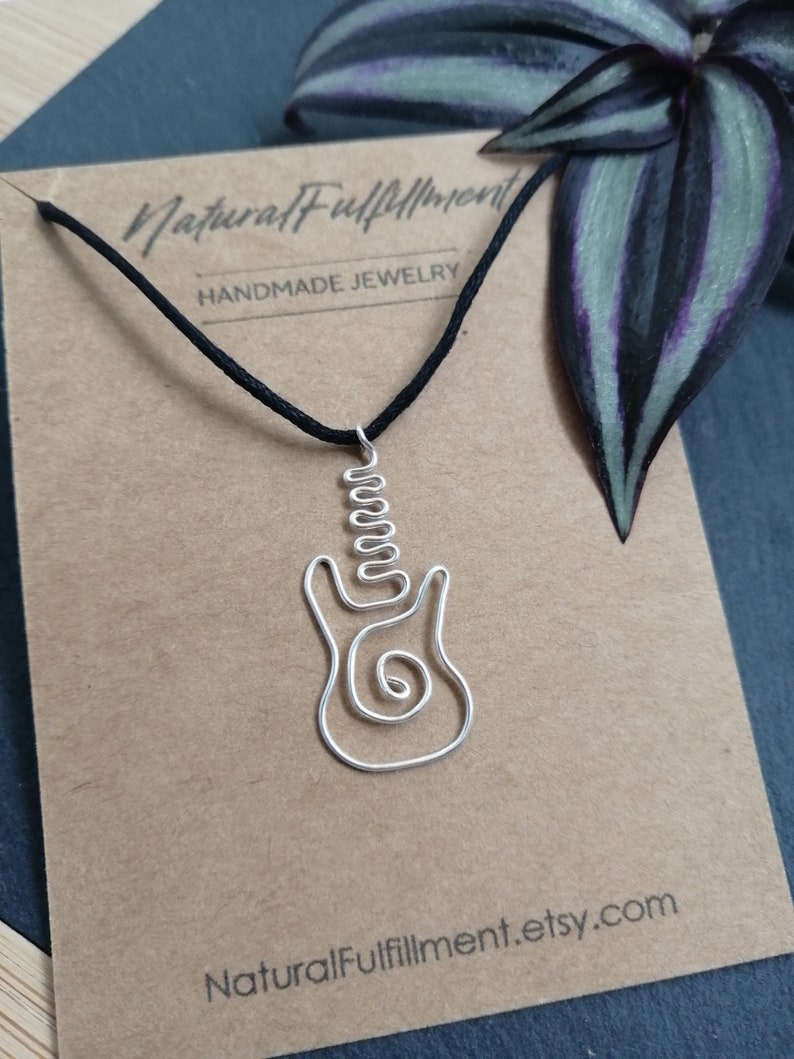 Wire Wrapped Guitar Electric Guitar Necklace Silver Guitar - Etsy
