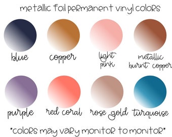 Cricut Vinyl Color Chart | Etsy