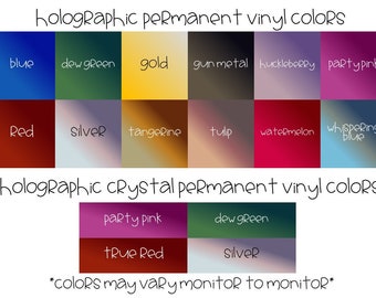 Cricut Vinyl Color Swatches / Palette / Chart Permanent | Etsy