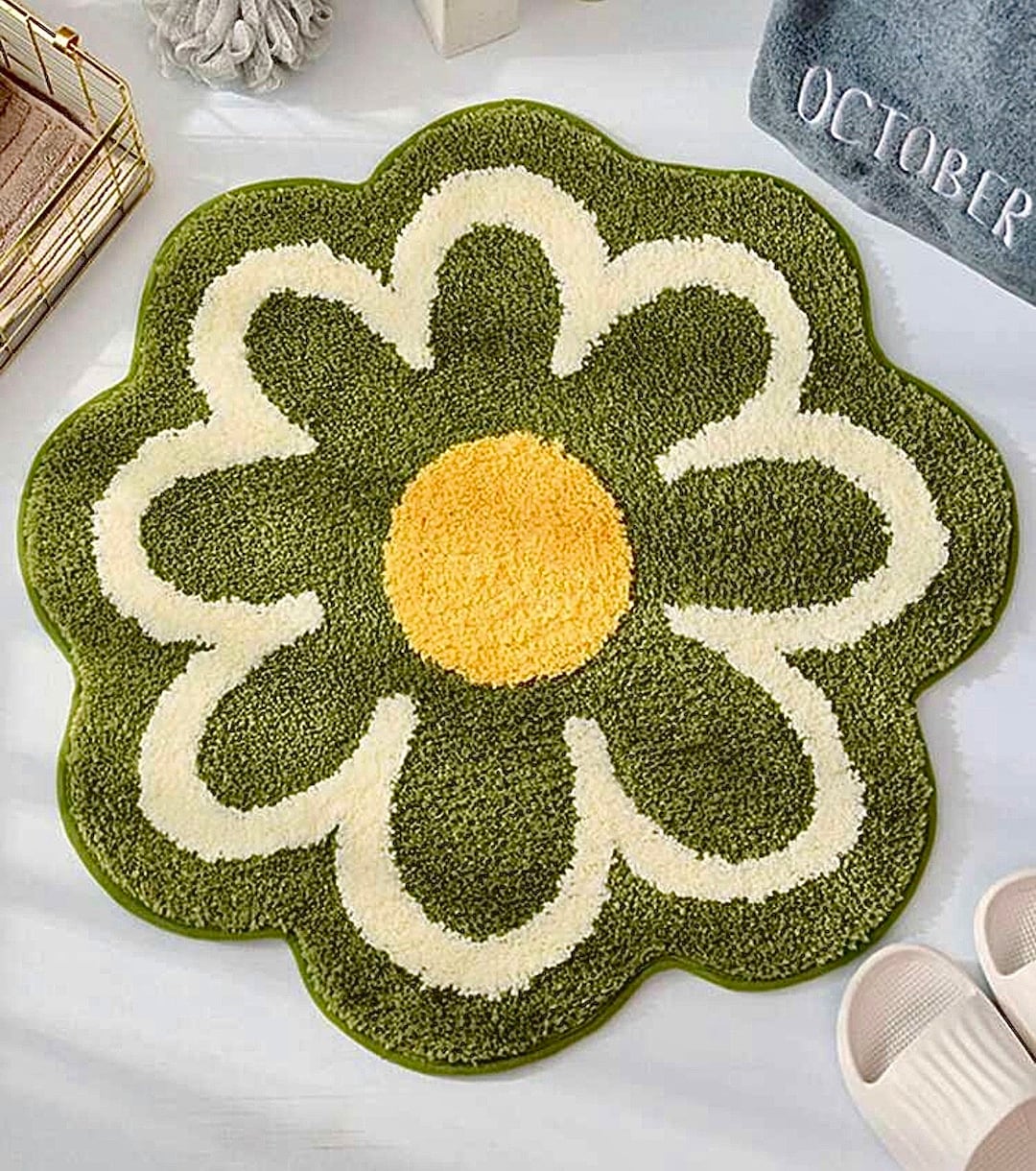 Abstract Retro Flower Fluffy Tufted Rug Flower Pattern Door - Etsy UK