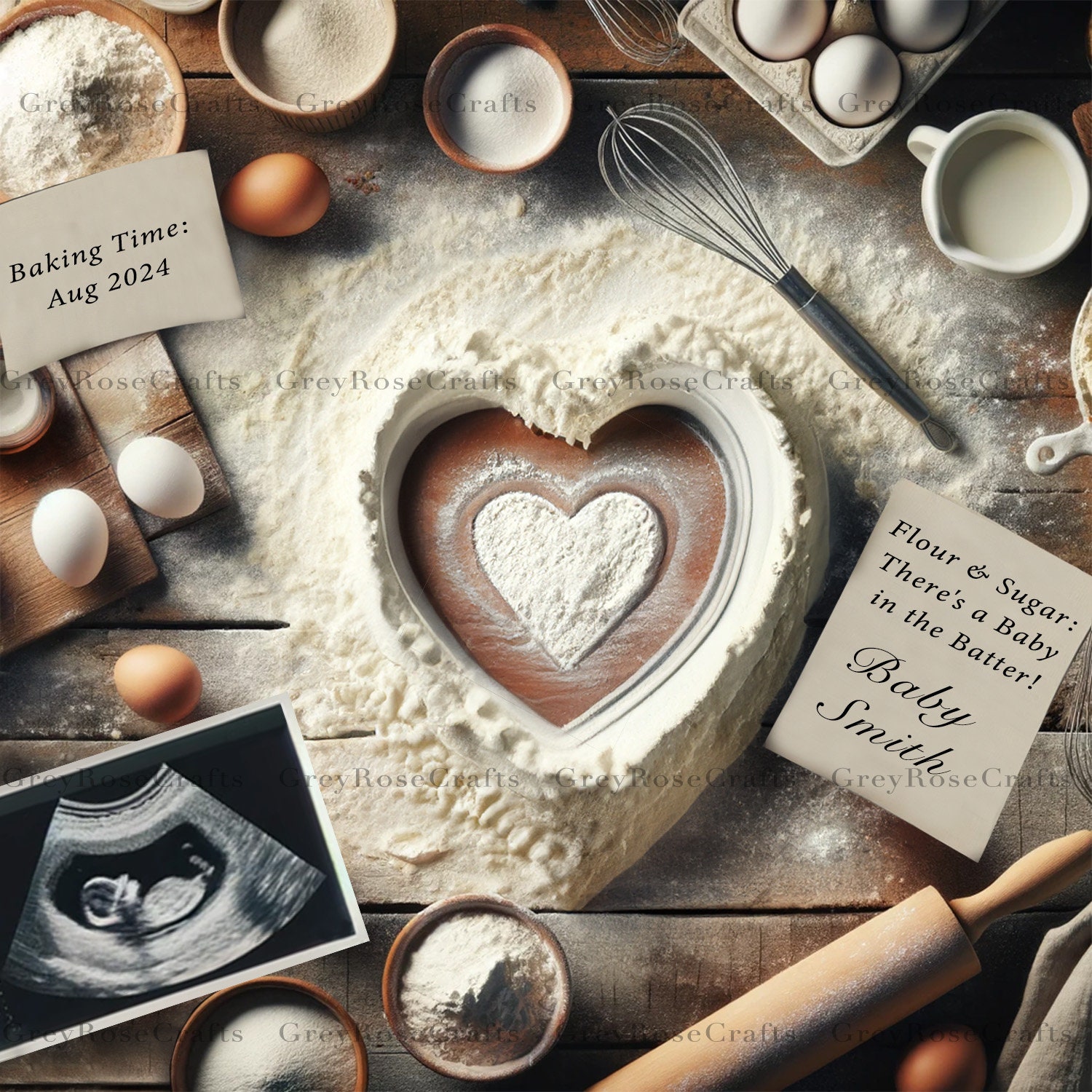 Bun in the Oven Pregnancy Announcement: Sonogram Baking Theme Digital ...