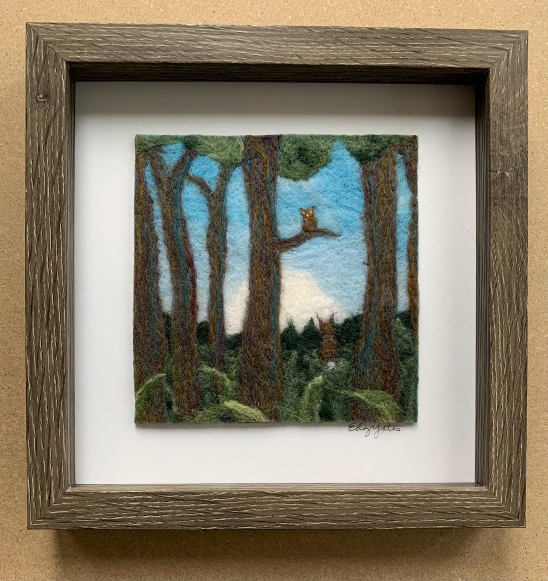Forest Friends, Felted Wool, Mounted on 8” Matte, in 9” Square Frame - Etsy