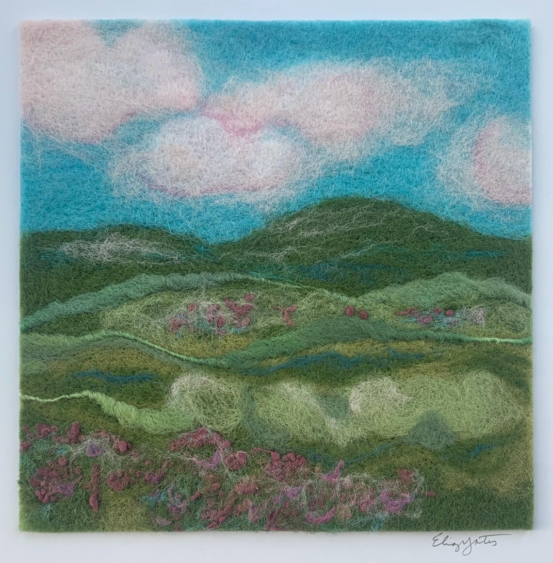 Original Needle Felting, Pastel Landscape , Mounted on 12 X 12” Mat ...