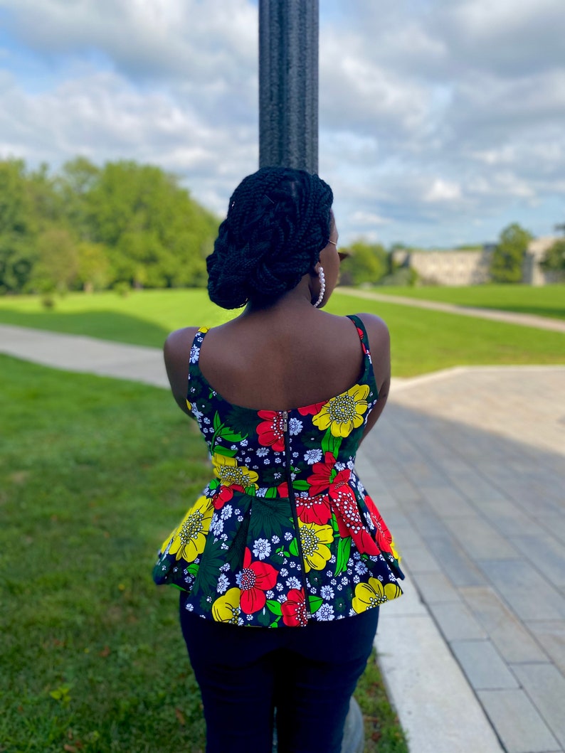 Sleeveless African Print Peplum Top Ankara Top African - Etsy