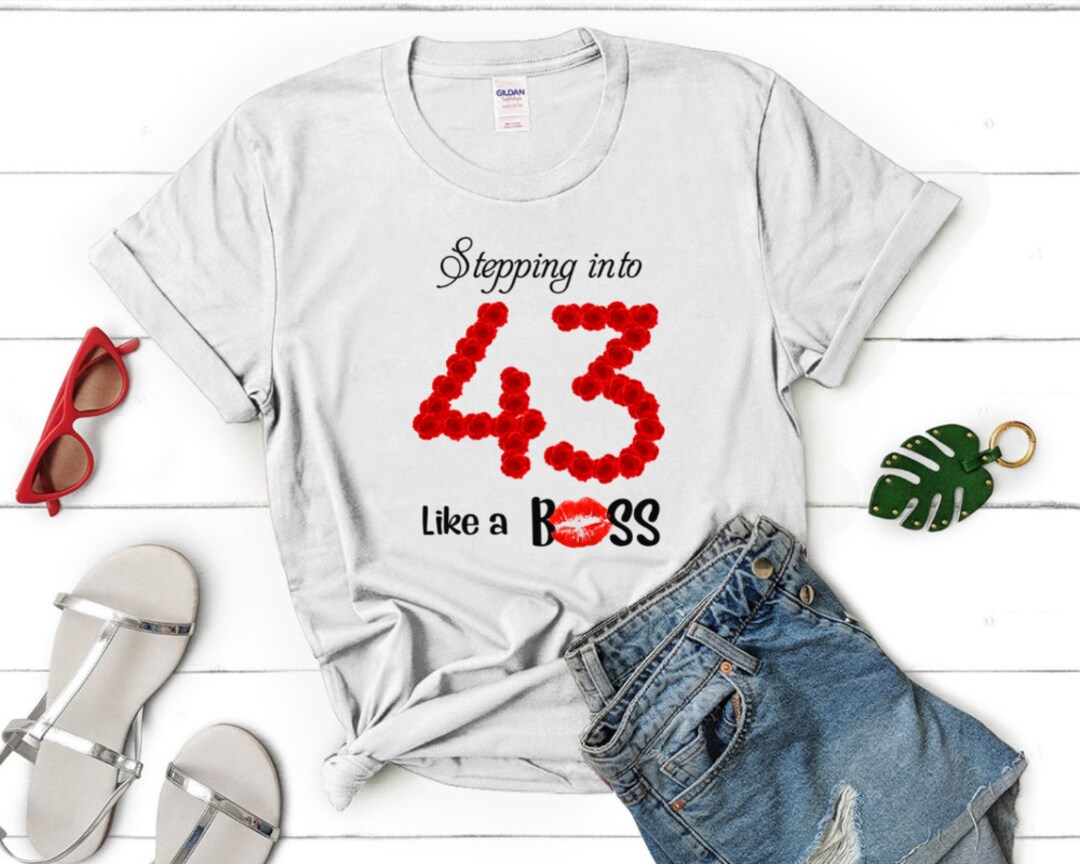 Stepping Into 43 Multicolor, 43rd Birthday Shirt Ideas, 43rd Birthday ...