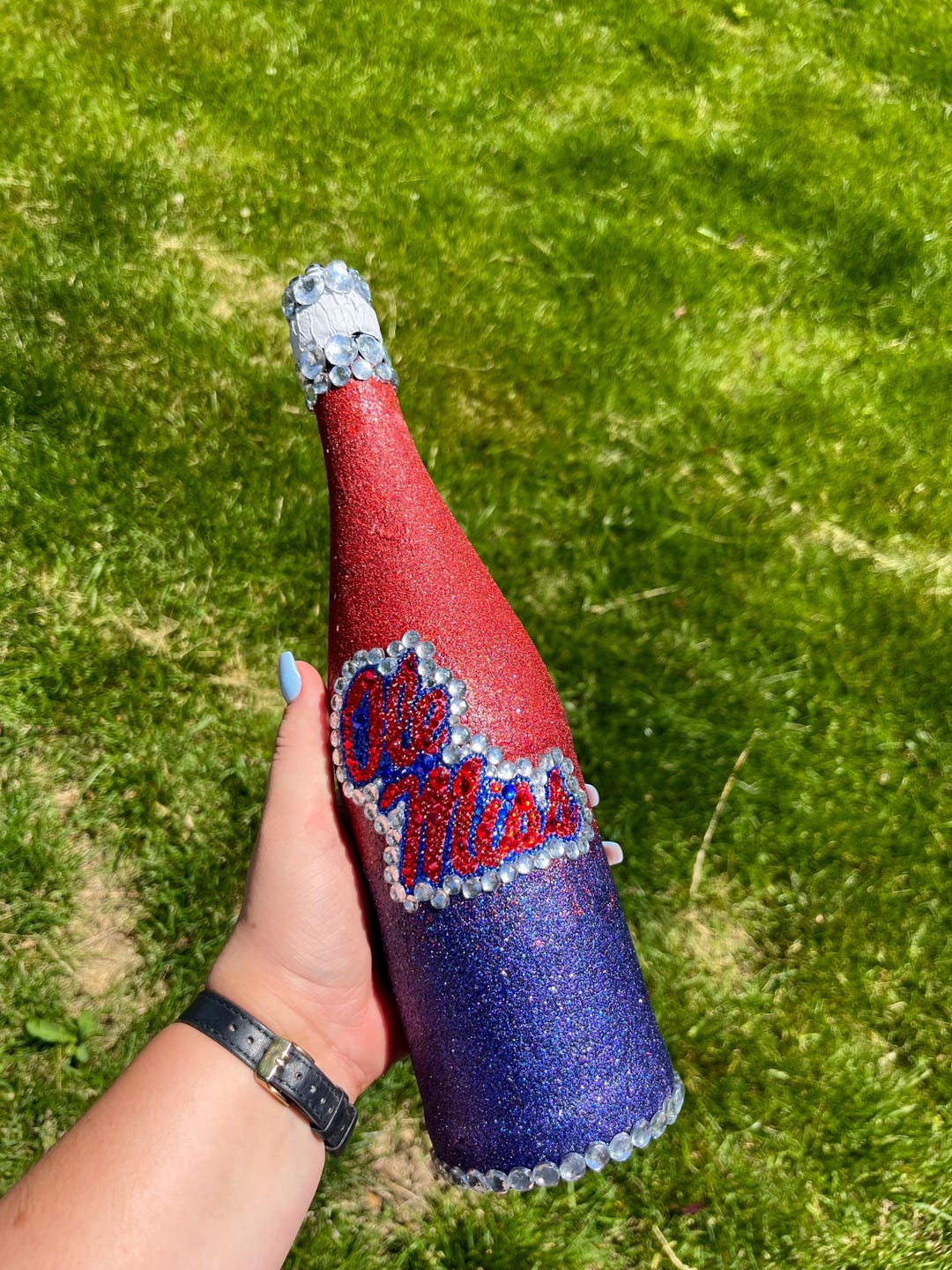 Bedazzled Logo and Ombré Glitter Bottles for College, Graduation ...