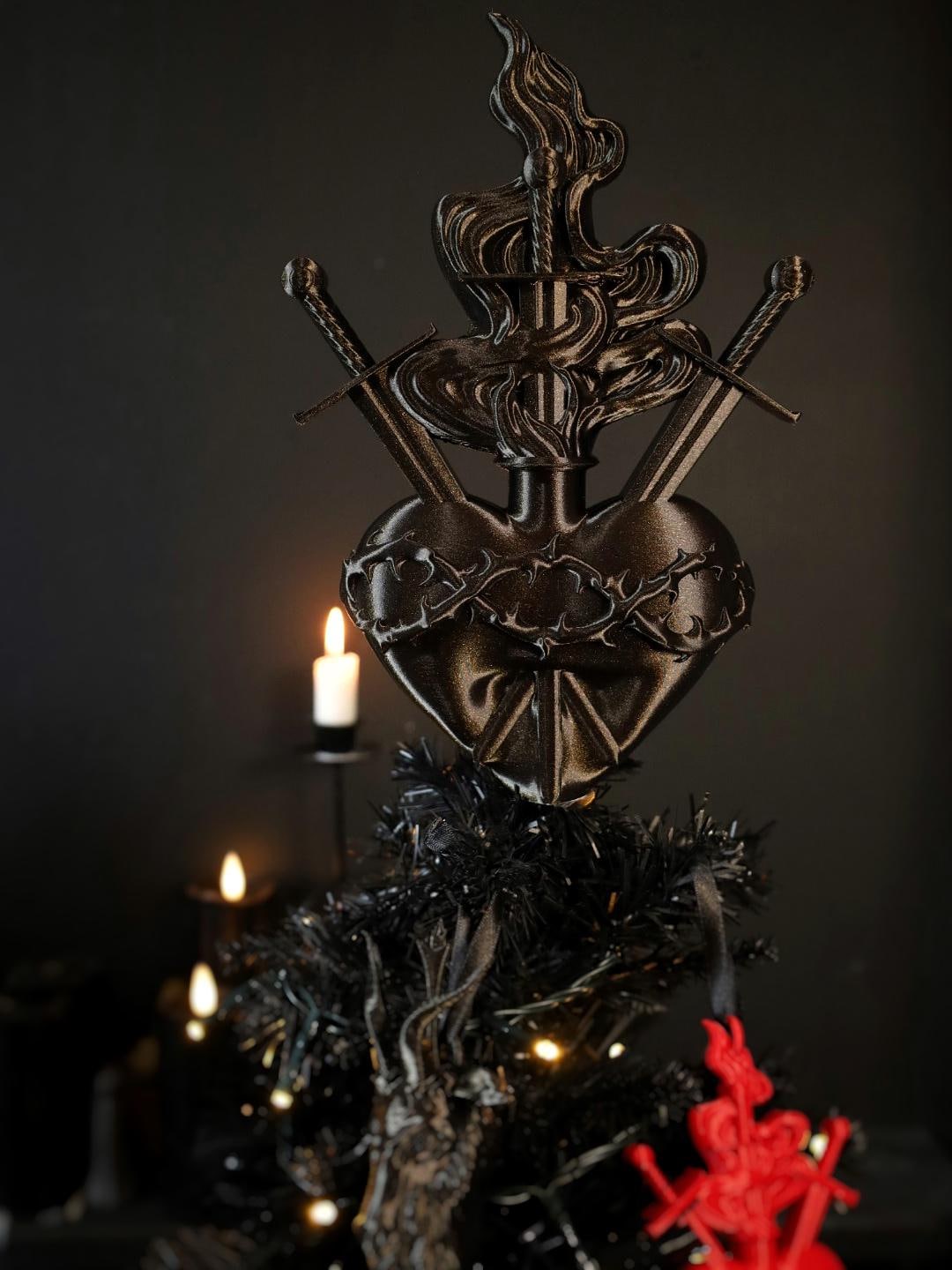 Sacred Heart Tree Topper: Gothic Christmas, Halloween Bauble - Etsy UK