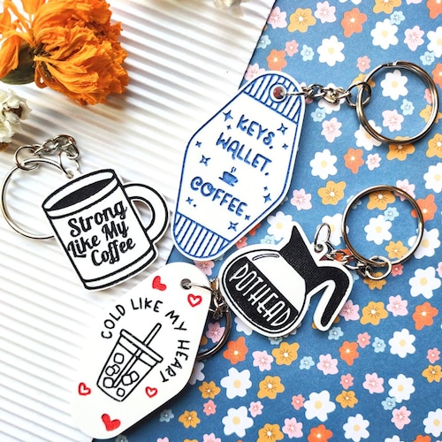 Iced Coffee O'clock Motel Style Keychain Coffee Lover - Etsy