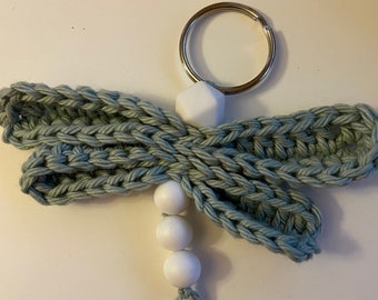Dragonfly Keychain, Handmade Crochet Gift, Keychain With Silicone Beads ...