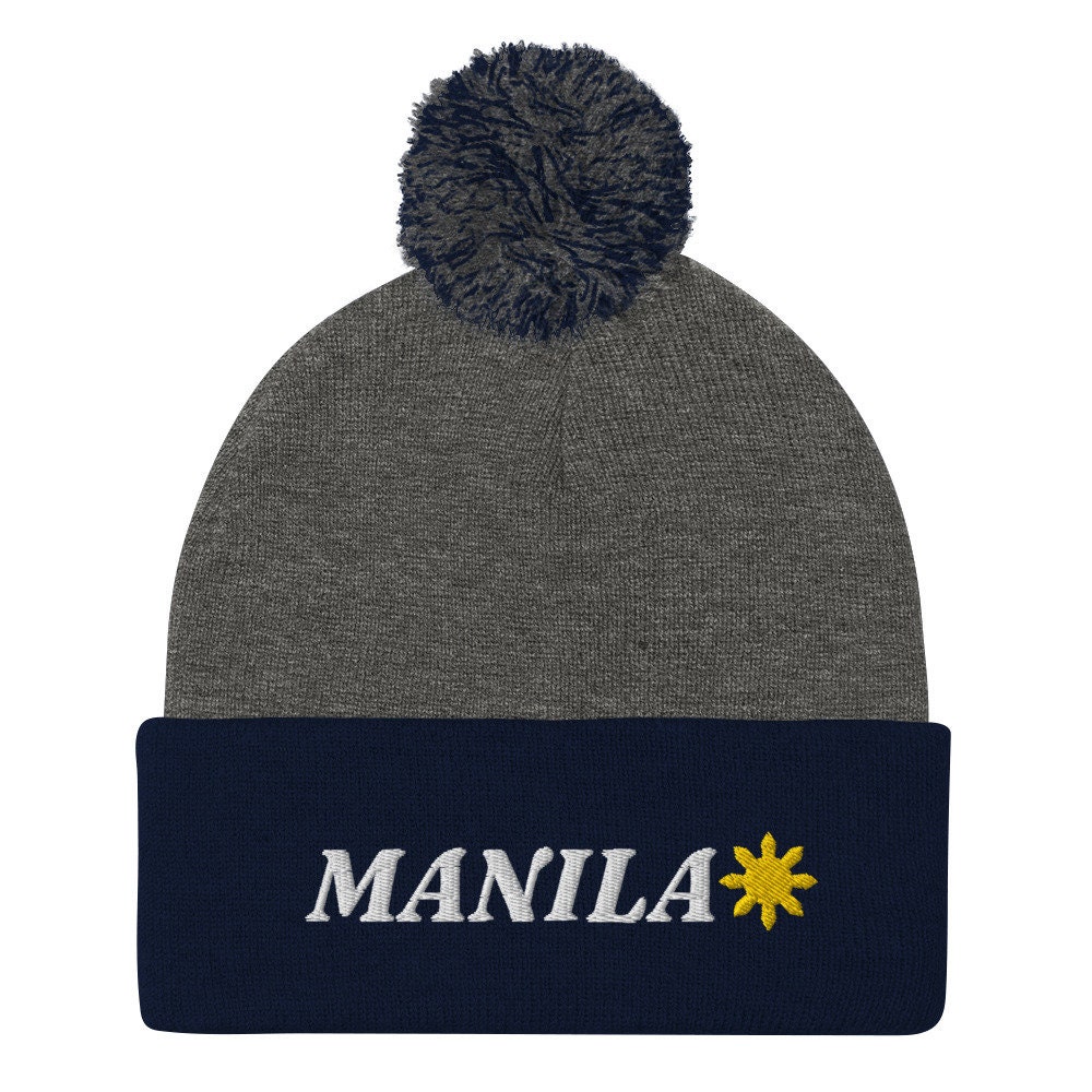 Manila Philippines Embroidered Pom Pom Beanie Filipino | Etsy