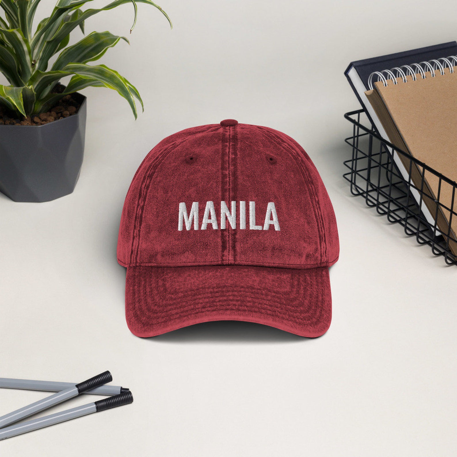 Manila Embroidered Vintage Cotton Twill Cap Filipino Hat - Etsy