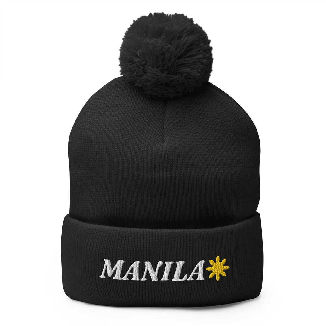 Manila Philippines Embroidered Pom Pom Beanie, Filipino Beanie ...