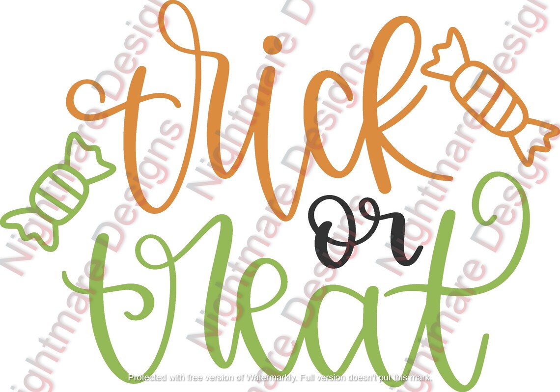 Trick or Treat Halloween Candy Spooky Cursive Svg PNG JPG - Etsy