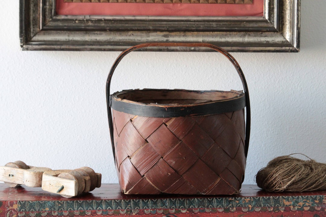 Antique Swedish Folk Art Splint Basket - Etsy