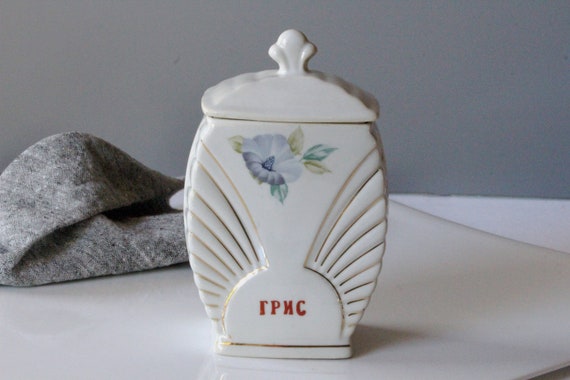 Vintage Porecelain Grits Jar | Etsy