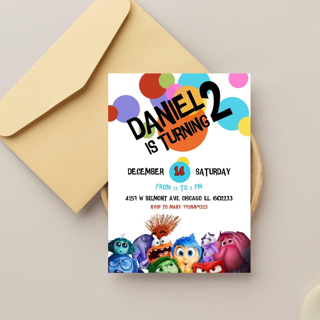 Inside Out Invitation,editable Invitation,kids Birthday Invite,digital ...