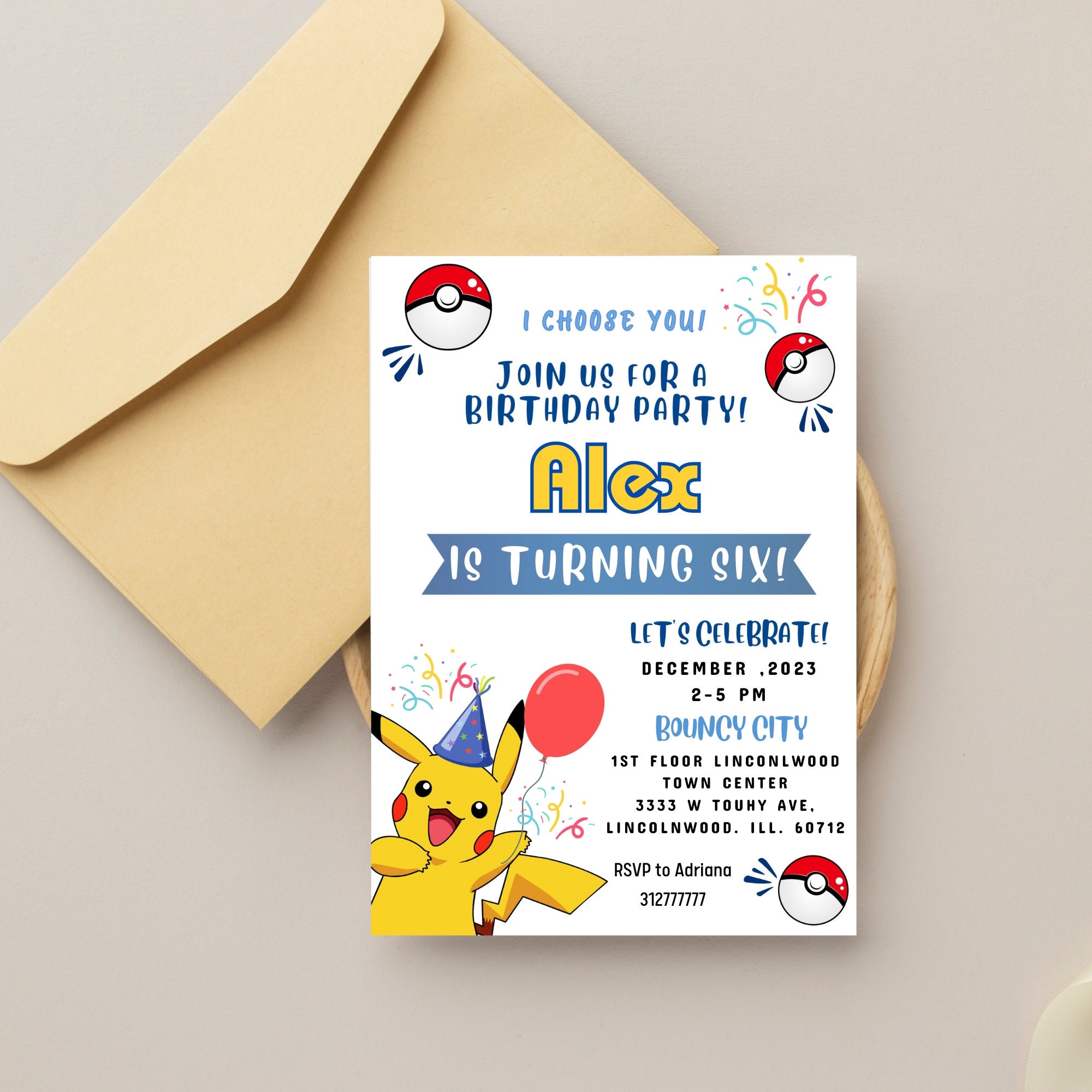 Pokemon Invitation | Editable Invitation | Kids Birthday Invite ...