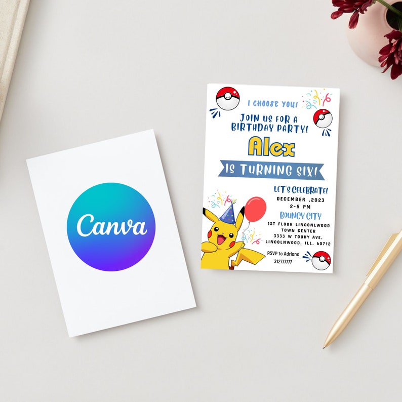 Pokemon Invitation | Editable Invitation | Kids Birthday Invite ...