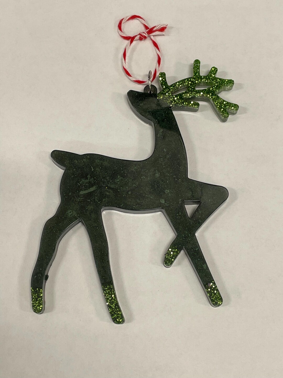 Emerald Green Prancer Reindeer Handmade Resin Ornament - Etsy