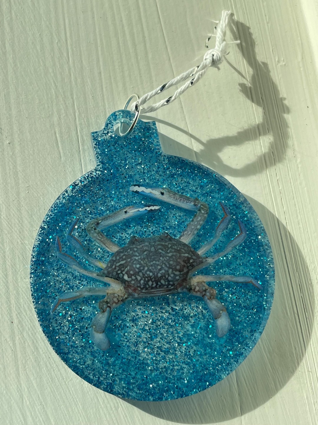 Blue Crab Under the Sea Glitter Blue Handmade Resin Ornament - Etsy