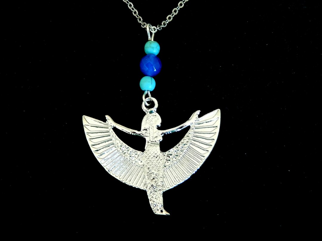 Isis Necklace / Silver Tone Fine Brass / Genuine Beads / 18" Chain - Etsy