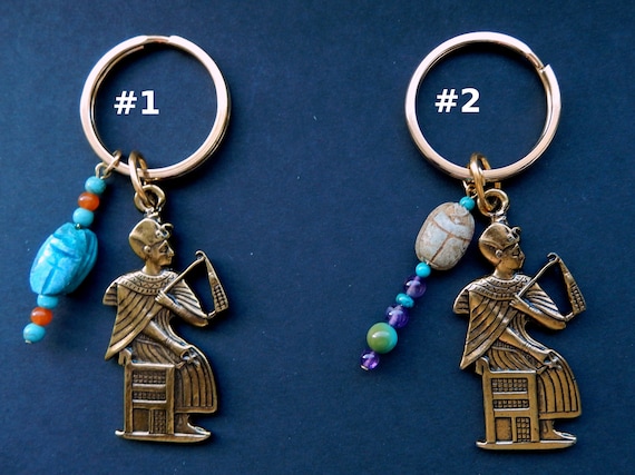 Ancient Egyptian Pharaoh Key Ring / Antique Gold Tone / | Etsy