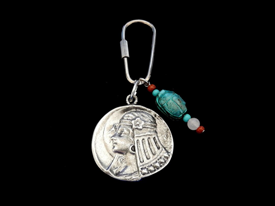 Ancient Egyptian Cleopatra Key Ring/art Deco Style/ Vintage Scarab ...