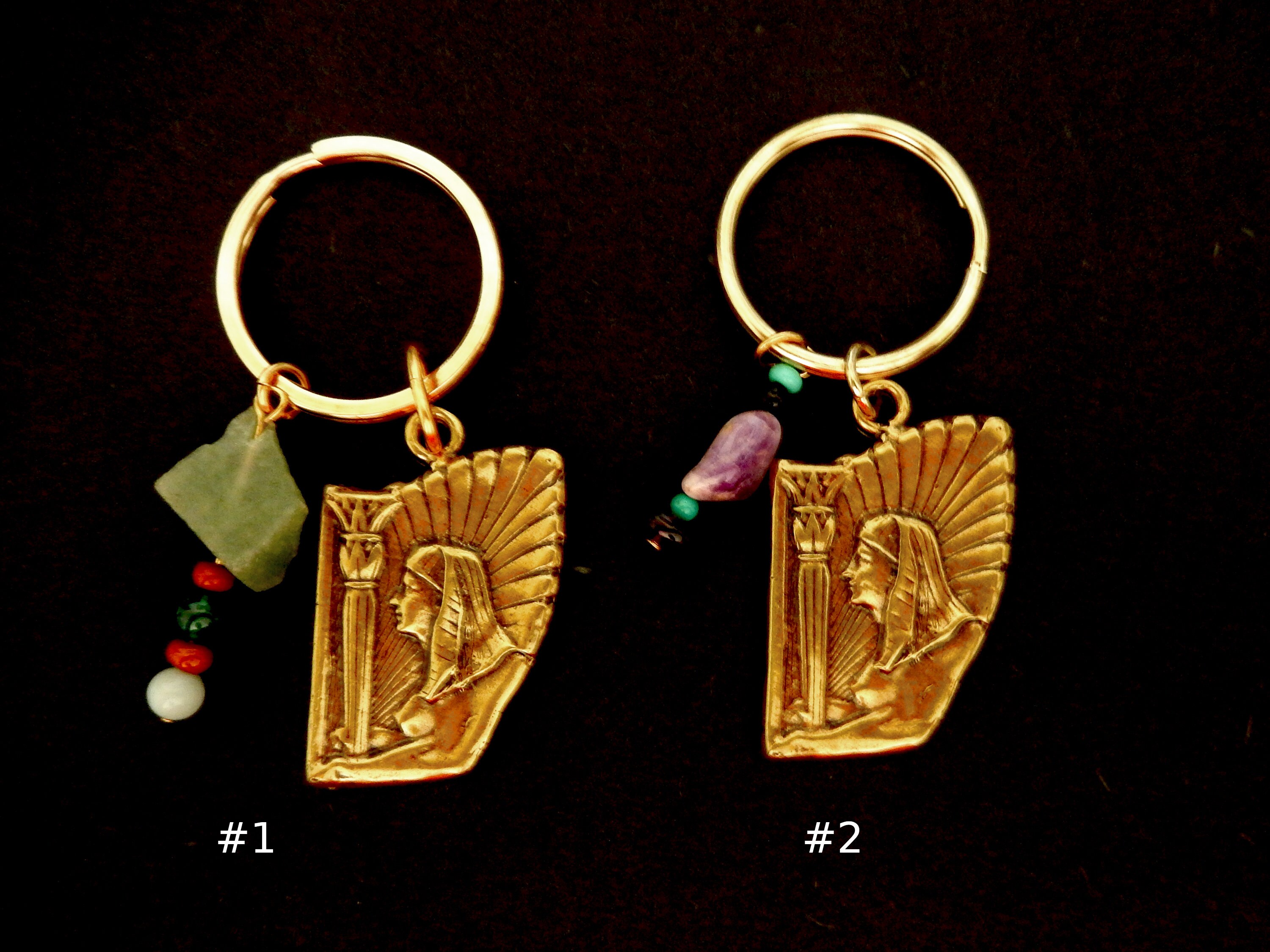 Sphinx Key Ring / Ancient Pillars/ Antique Gold Tone/ Two - Etsy