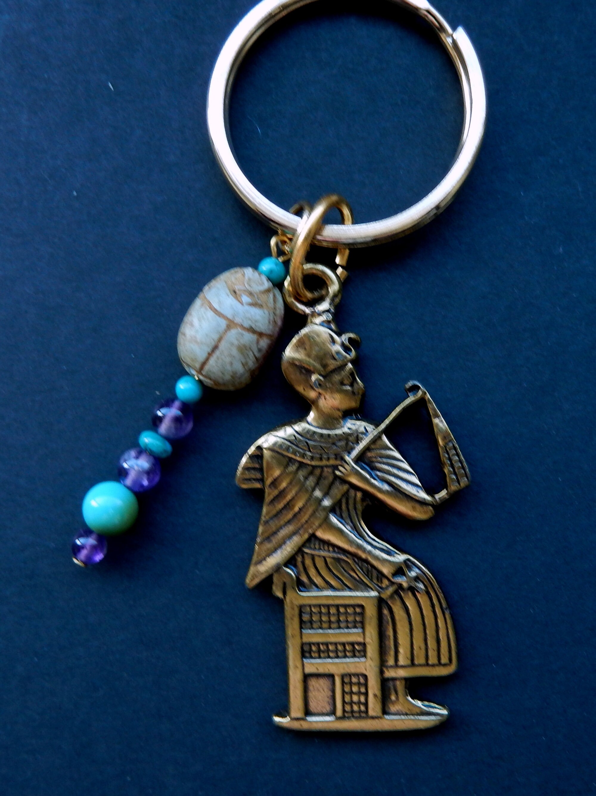 Ancient Egyptian Pharaoh Key Ring / Antique Gold Tone / | Etsy