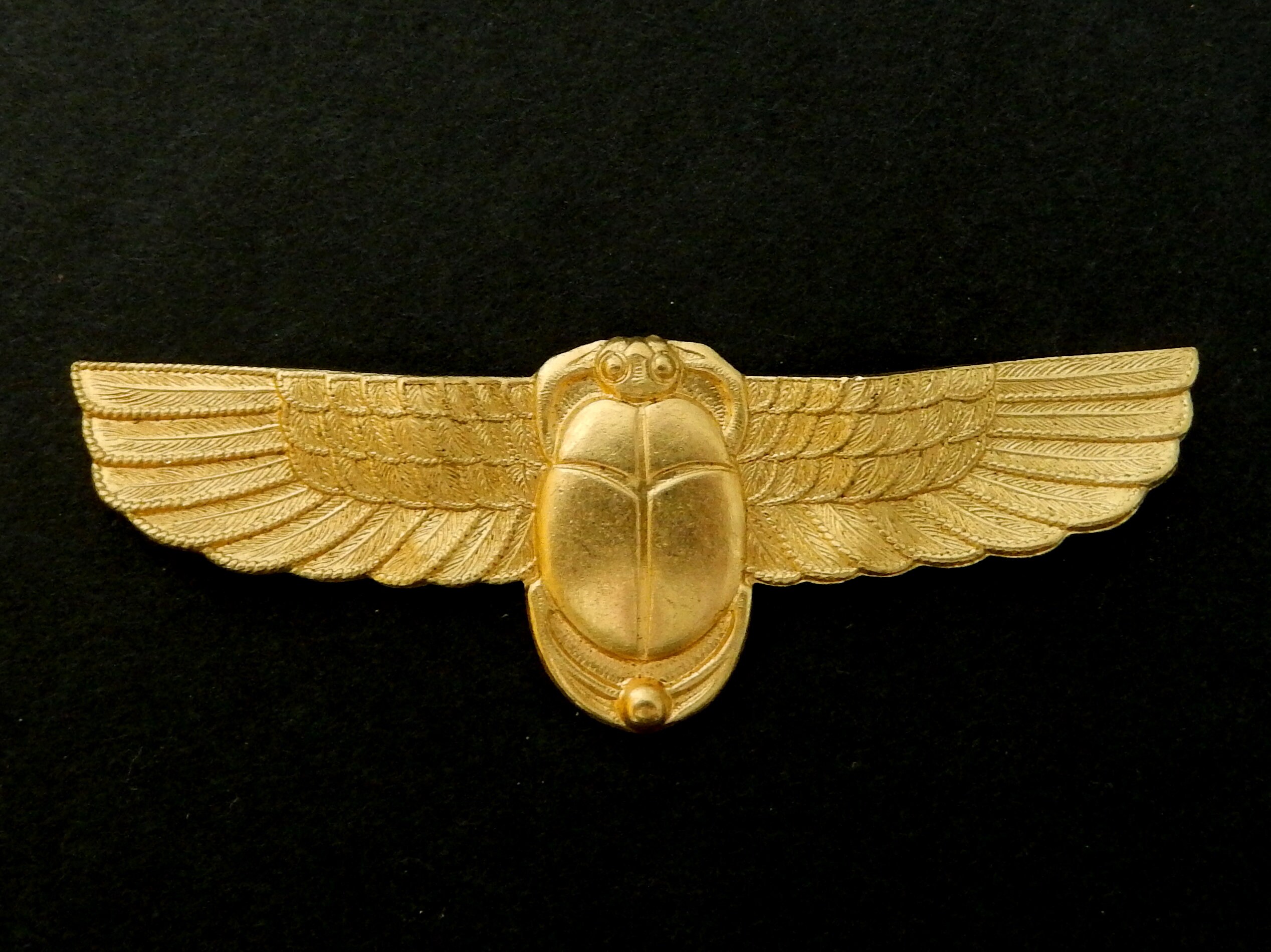 Winged Scarab /raw Brass Stamping/egyptian/ 2 1/4" X 3/4"/craft or Jlry ...