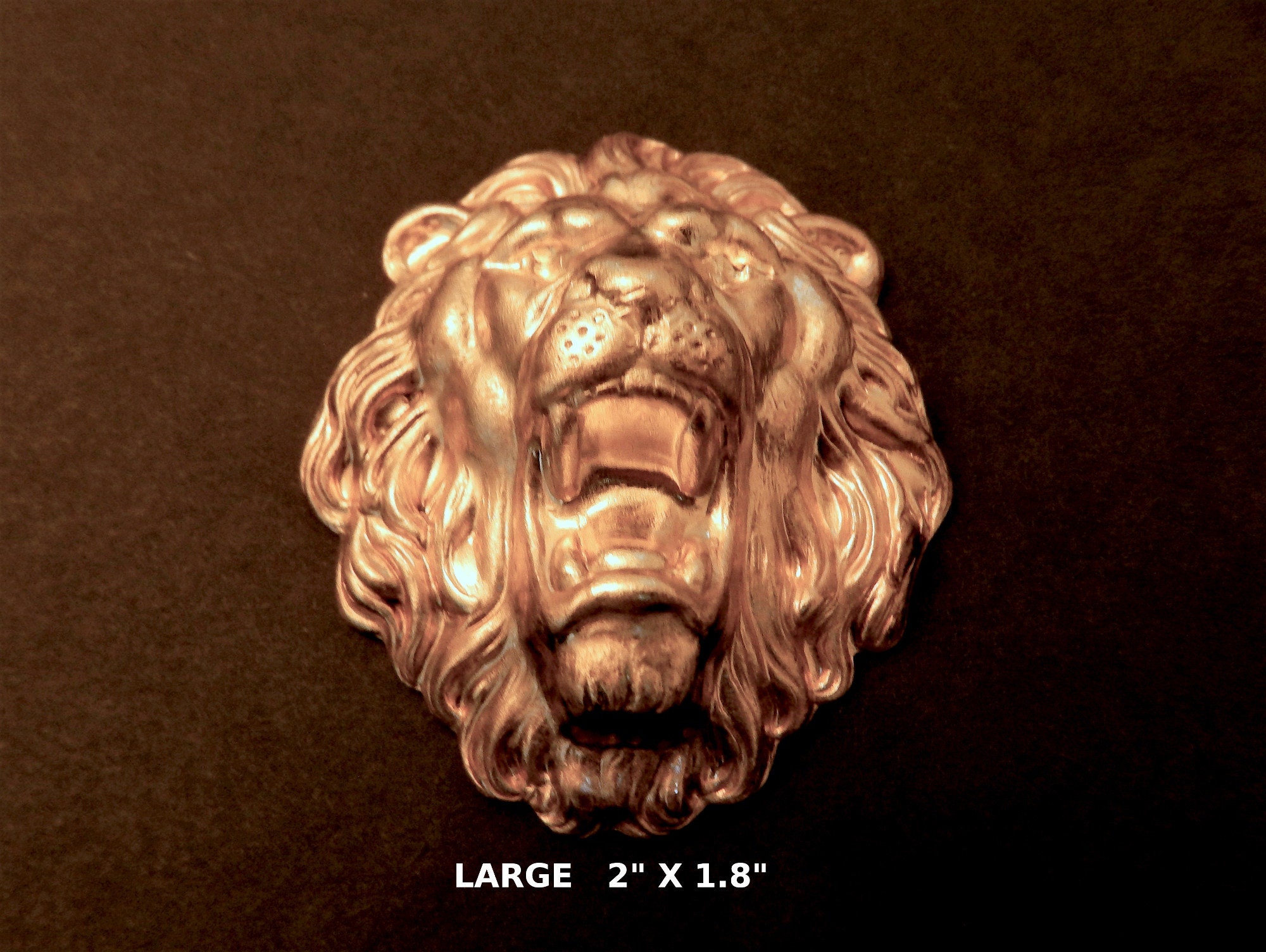 NEW LION HEAD Stampings/3 Unique Sizes/ Raw Brass / Open Back - Etsy