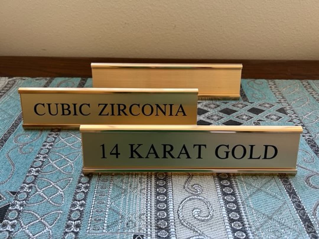 Custom Jewelry Display Sign Holder/gold Tone/ 10"x2" /slanted Sign ...