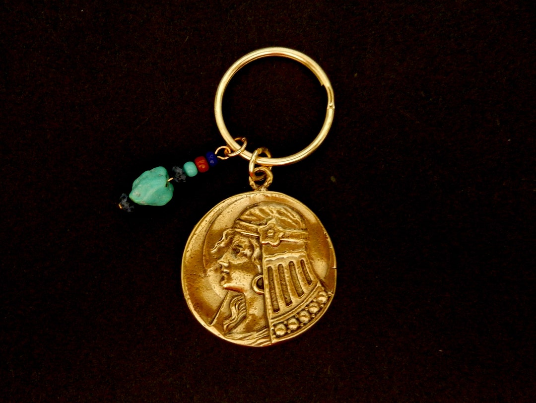 Cleopatra Ancient Egyptian Queen Key Ring/ Art Deco Style / Beaded ...