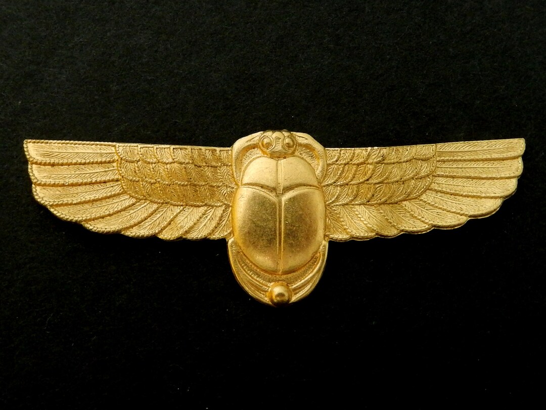 Winged Scarab /raw Brass Stamping/egyptian/ 2 1/4" X 3/4"/craft or Jlry ...