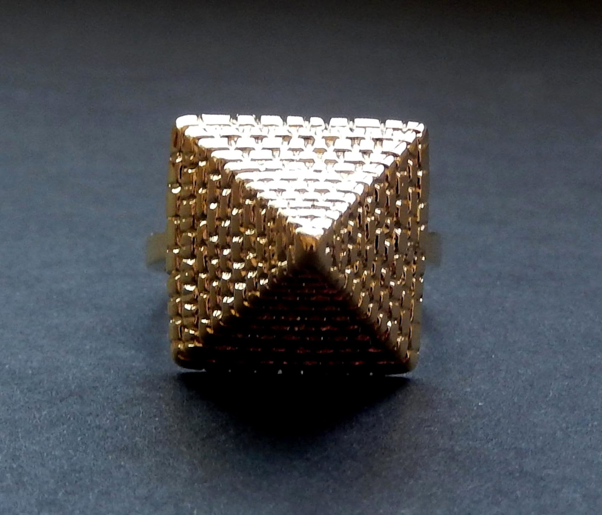 Ancient Egyptian Pyramid Ring / 18K. Yellow Gold Tone / 3/D | Etsy