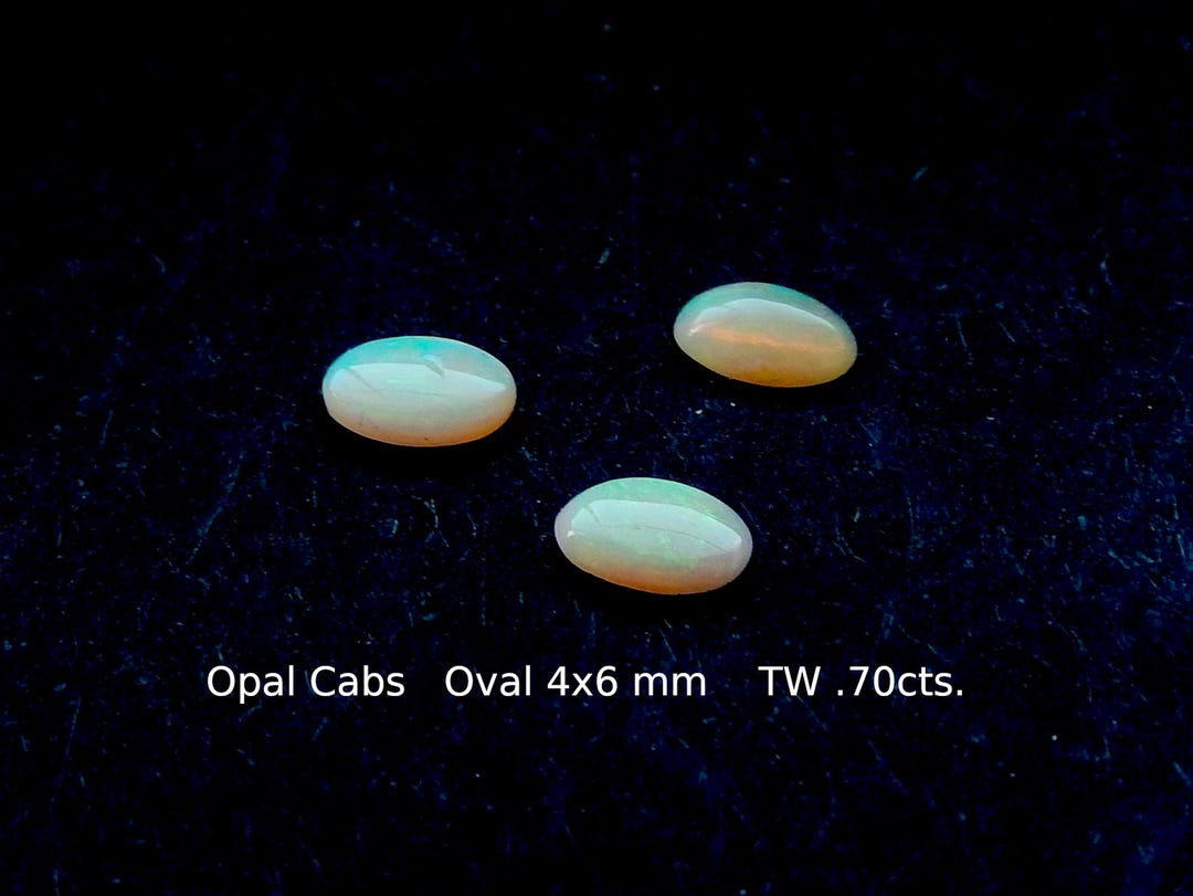 Solid Australian Opal Cabs/ 4x6 Mm/ Set of 3/TW .70cts.flashes of Pinks ...