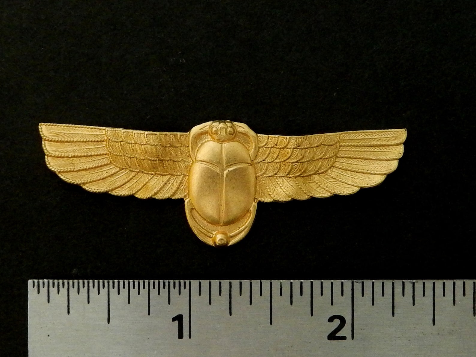 Winged Scarab /raw Brass Stamping/egyptian/ 2 1/4" X 3/4"/craft or Jlry ...