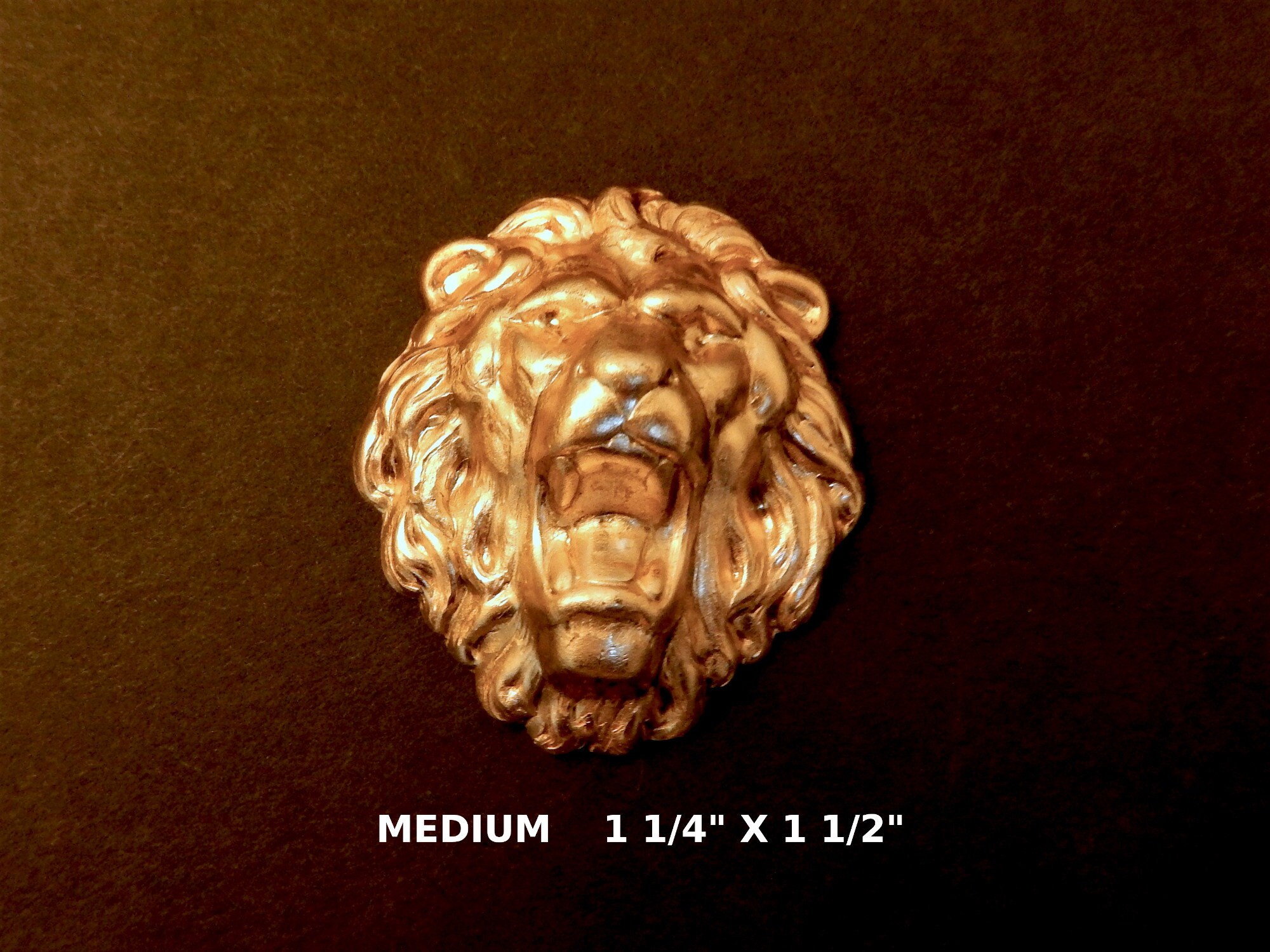NEW LION HEAD Stampings/3 Unique Sizes/ Raw Brass / Open Back - Etsy