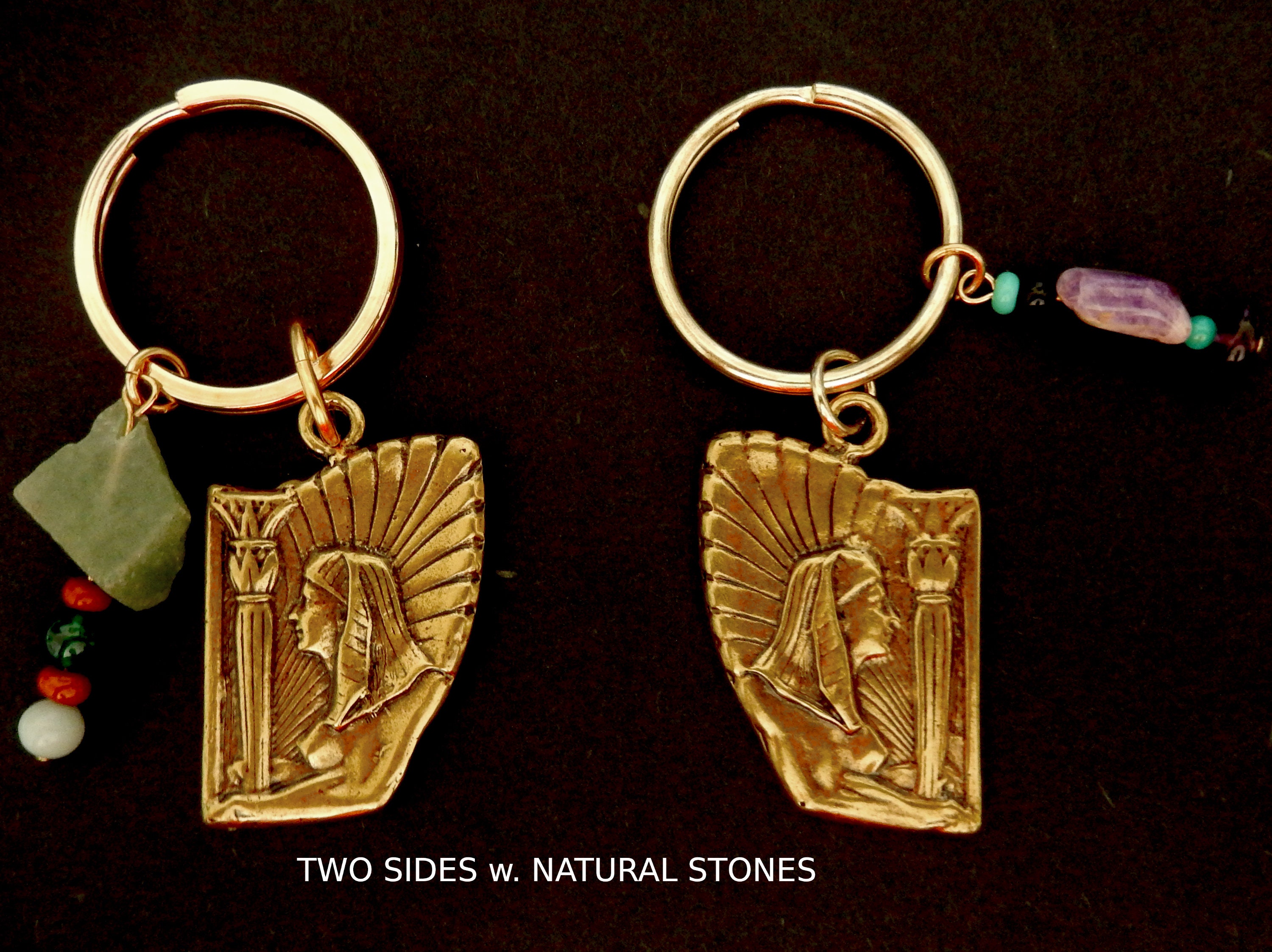 Sphinx Key Ring / Ancient Pillars/ Antique Gold Tone/ Two - Etsy