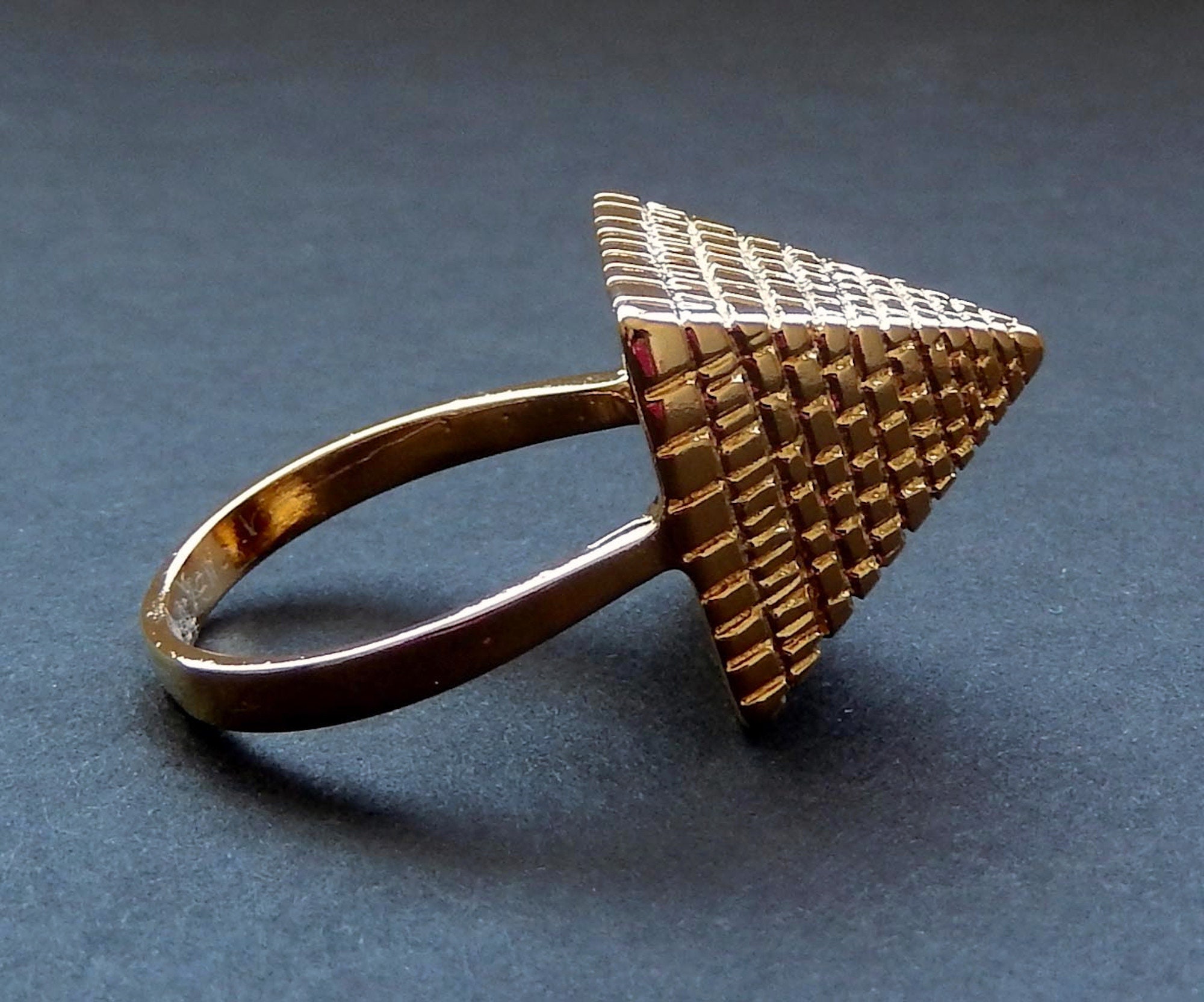 Ancient Egyptian Pyramid Ring / 18K. Yellow Gold Tone / 3/D | Etsy